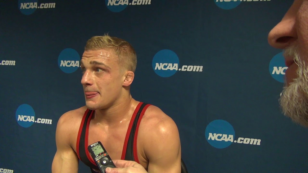 Hayden Hidlay (NC State) after 157 lbs. quarterfinals win at 2018 NCAAs ...
