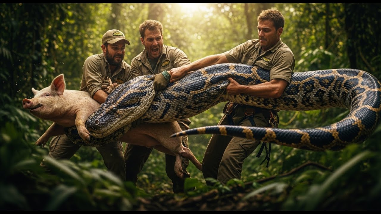 The Incredible Moment: Courageous Rescue Team Fights Giant Python to ...
