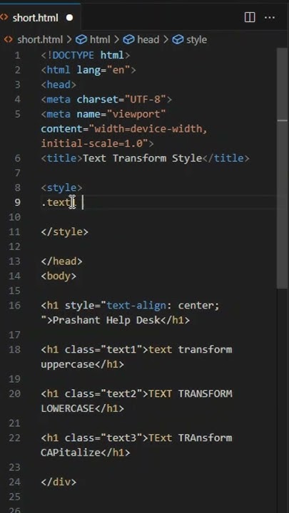 Text Transform Style Tutorial Csstutorial Shorts Tutorialforbeginners Youtube