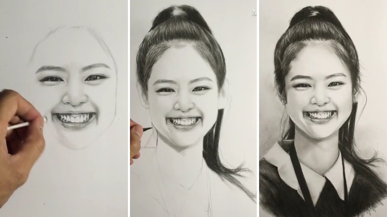 How to drawing ASMR For study Drawing Jennie Blackpink very easy ...