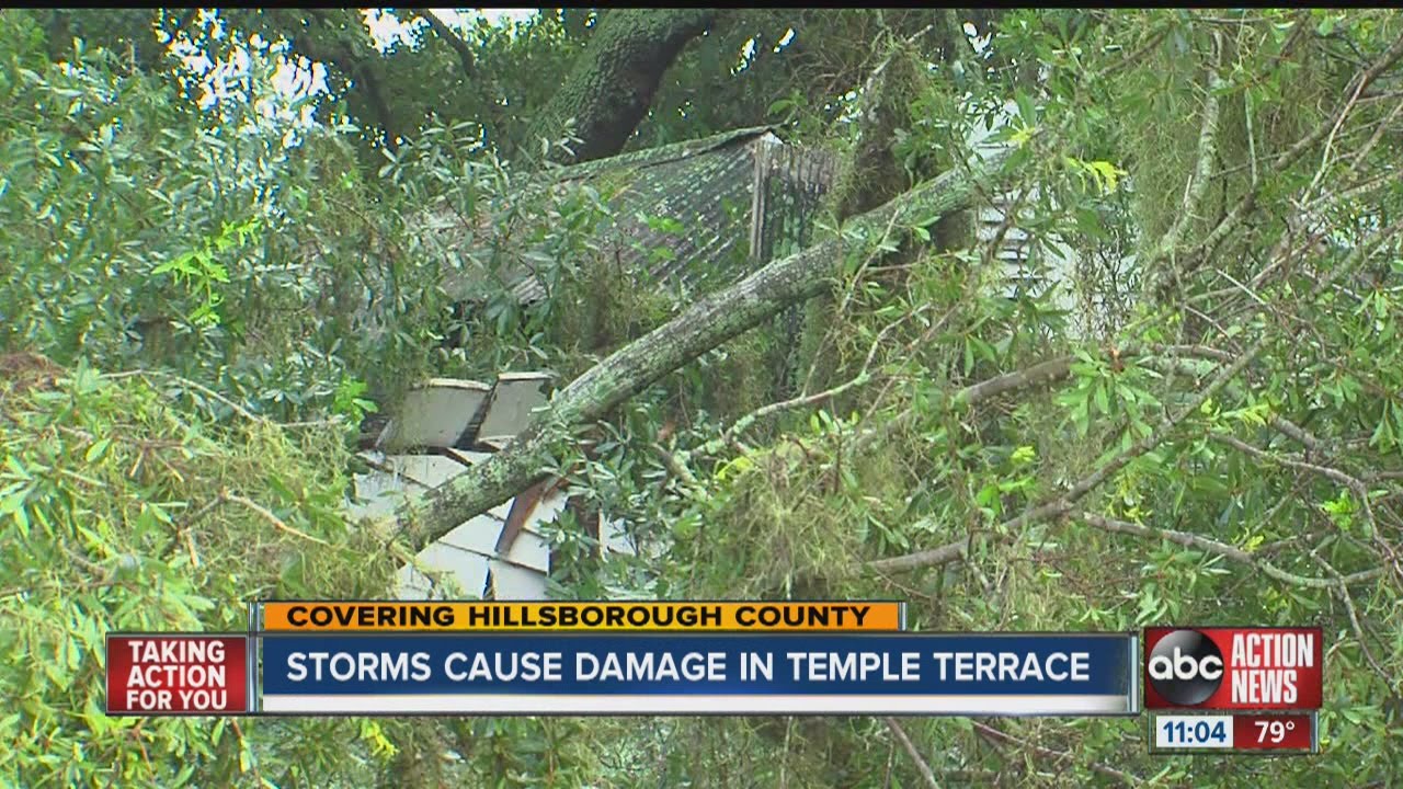 Afternoon storms cause structural damage in Temple Terrace - YouTube