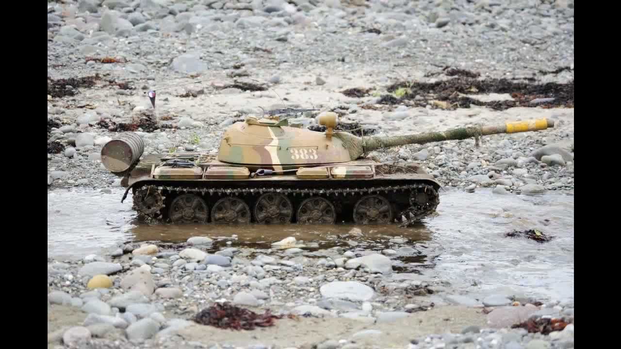 Scratch built tanks in the sea.. - YouTube