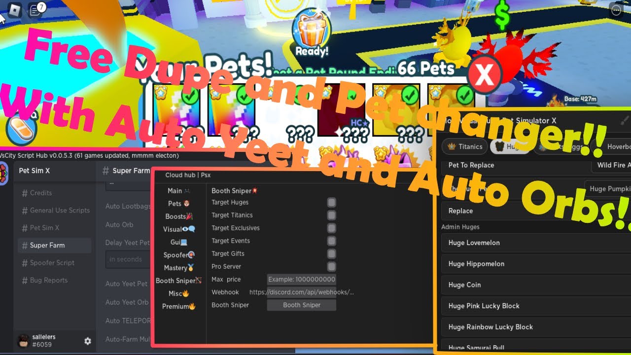 Pet Simulator x script auto yeet dupe pets auto farm everything you ...