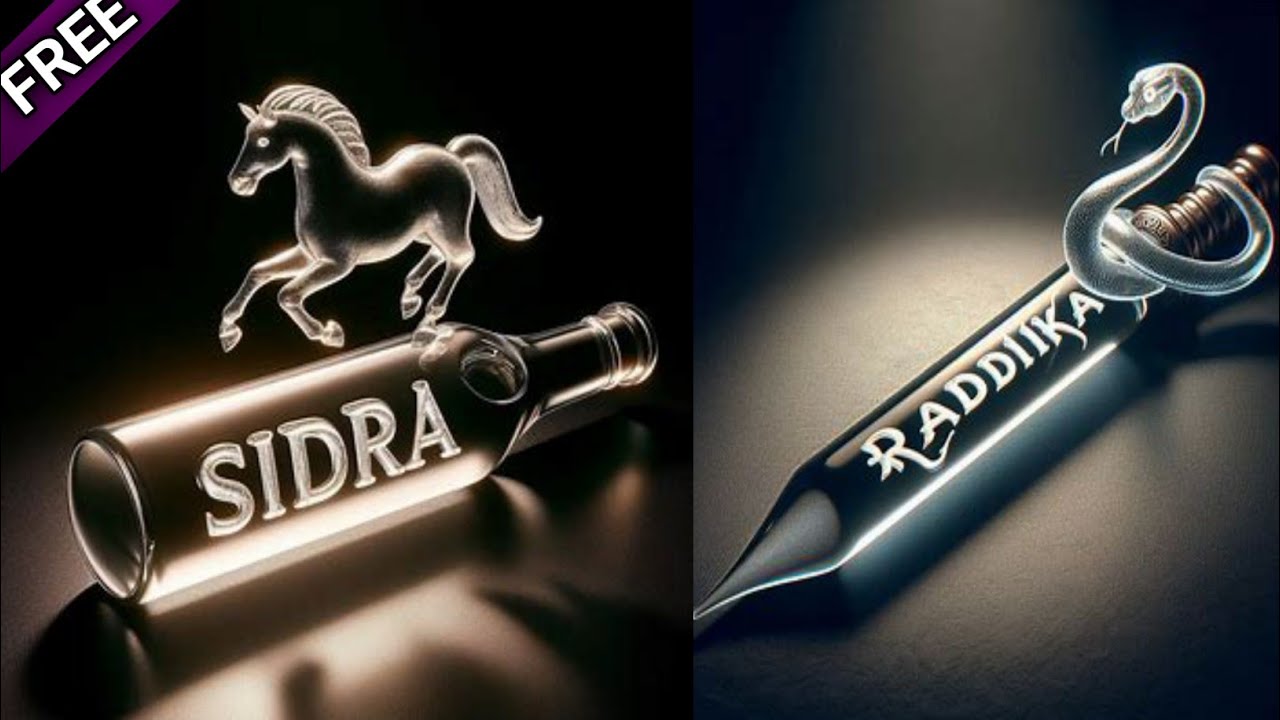 How To Create Name On Glass Stick With 3d Glass Animal , Bird Ai Images ...