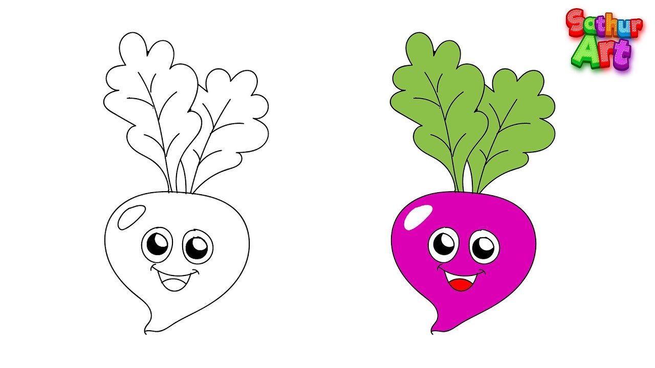 How to draw Beetroot | Simple steps to draw Beetroot for kids ...