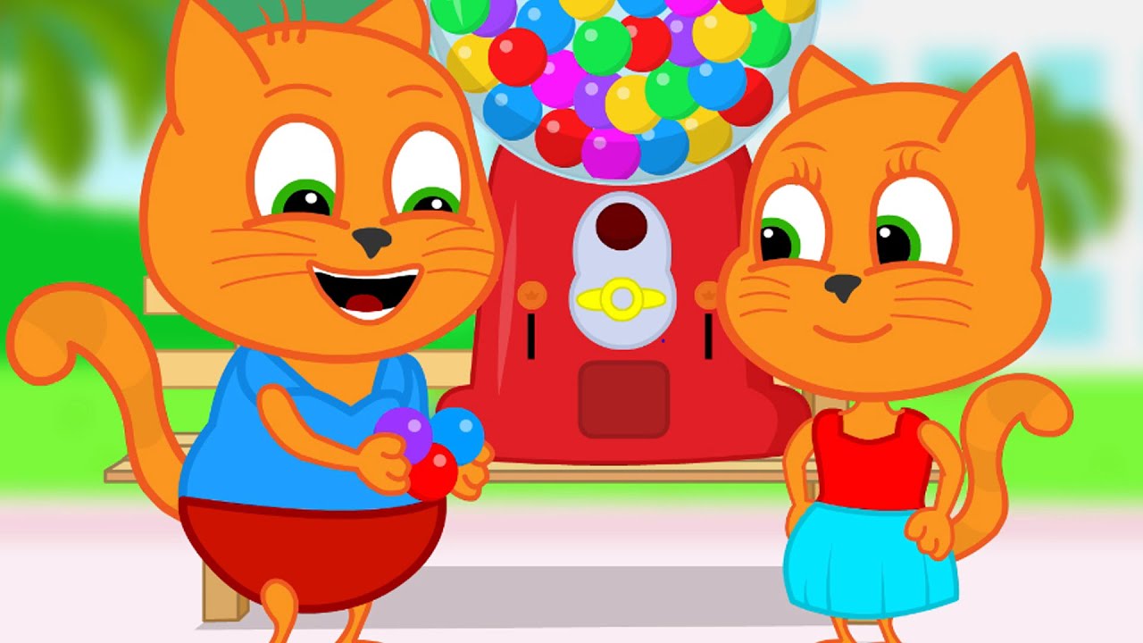 Cats Family in English - Inflate Balls With Gumball Machine Animation ...