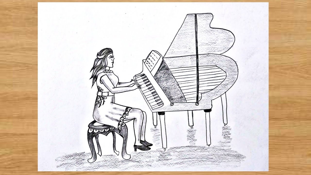How To Draw A Girl Playing Piano