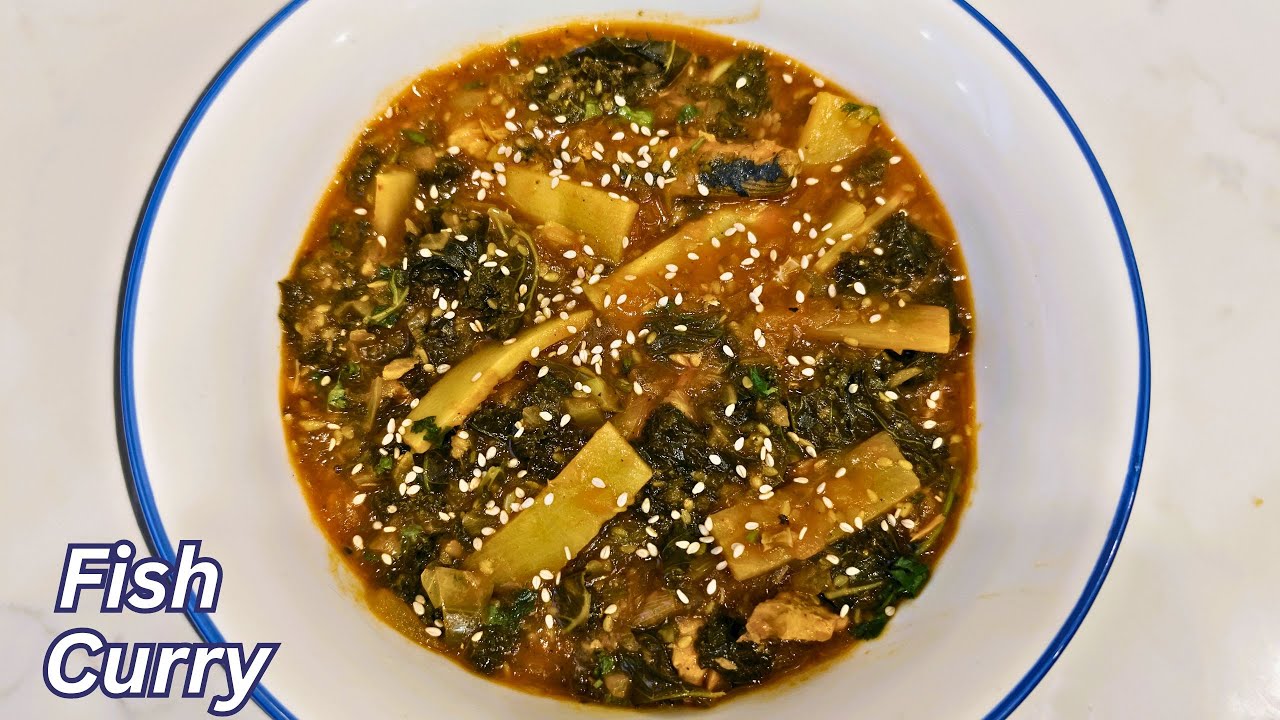 Burmese Fish Curry Recipe with Kale & Bamboo Shoot - YouTube