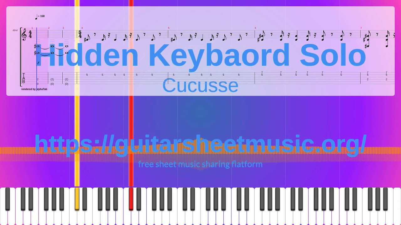 Hidden Keybaord Solo Sheet Music Free, Cucusse Synthesia Piano - YouTube