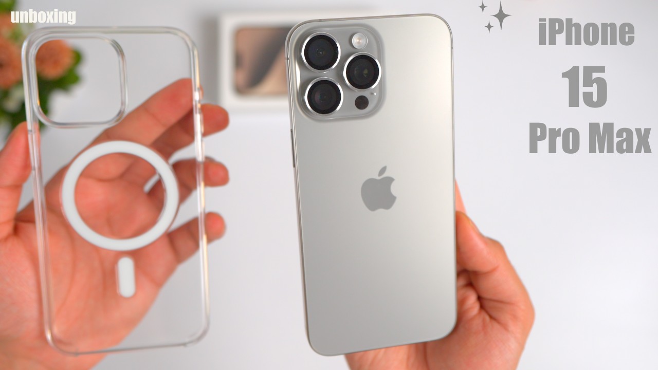 iPhone 15 Pro Max Natural Titanium aesthetic Unboxing 📦 | MagSafe ...