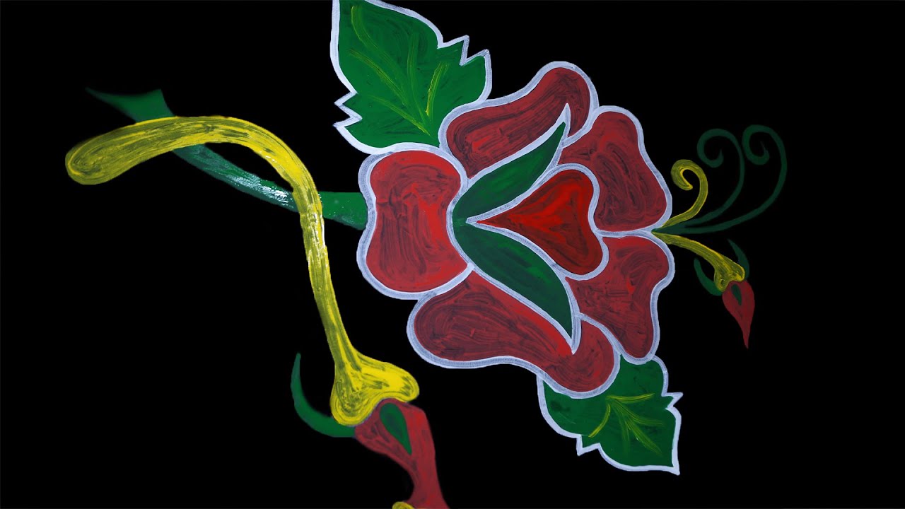 Best flower alpona design|| Red rose alpona design||Simple flower ...