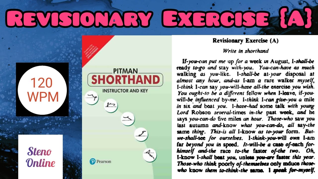 Revisionary Exercise {A} in 120 w.p.m.|| Pitman Shorthand Book || Steno ...