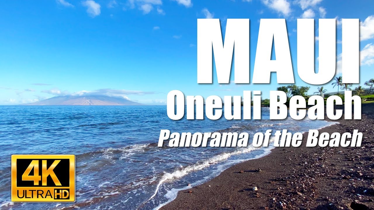 Secluded black and red sand and surf seen in sweeping view at Oneuli ...