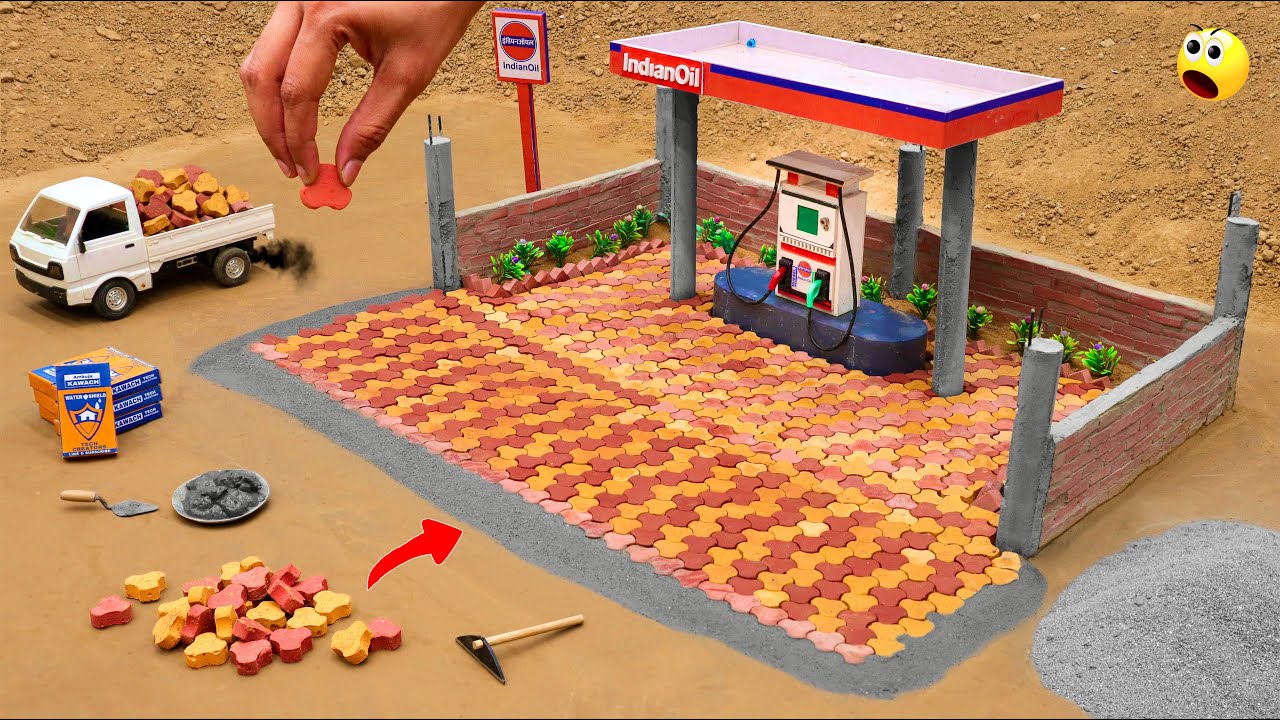 diy mini petrol pump construction with tiles | engineering science ...