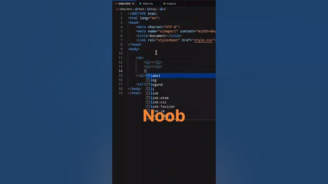 Html Noob 🥸 Vs Pro 😎 Webdevelopment Emmets Youtube