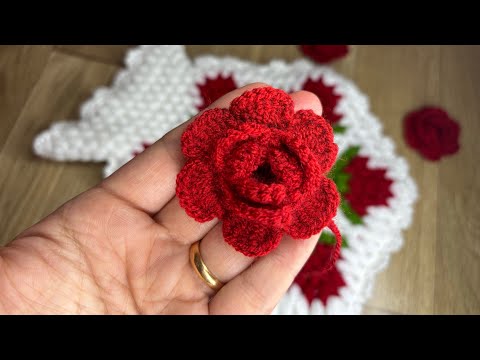 Üç Katlı Gül Motifi Yapımı, Gül Motifli Lif Yapımı red rose motif