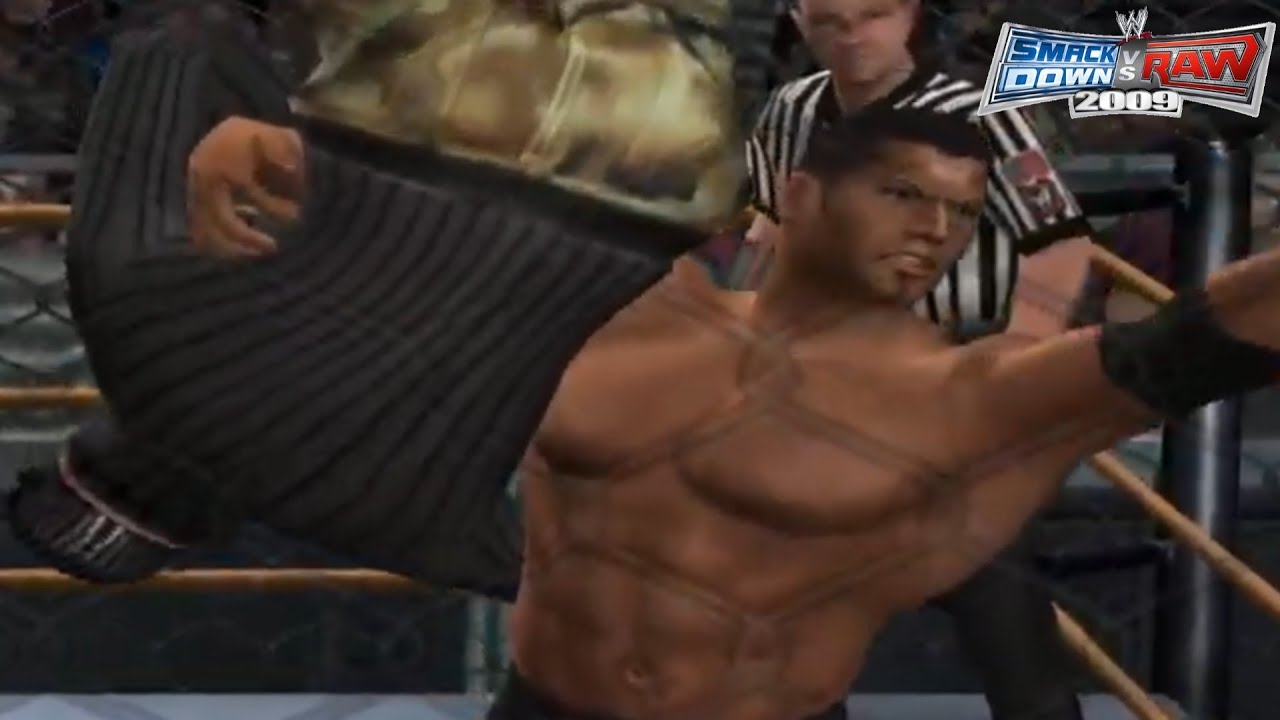 WWE SVR 2009 PS2 Gameplay -Batista Vs. Masked Kid Vs. Star - (3 players ...