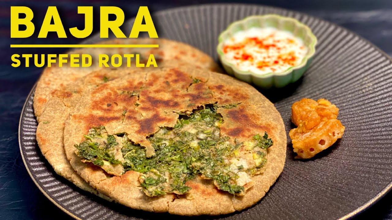 Bajre ka Stuffed Rotla Recipe/How to make Bajra Roti - बाजरे की रोटी ...