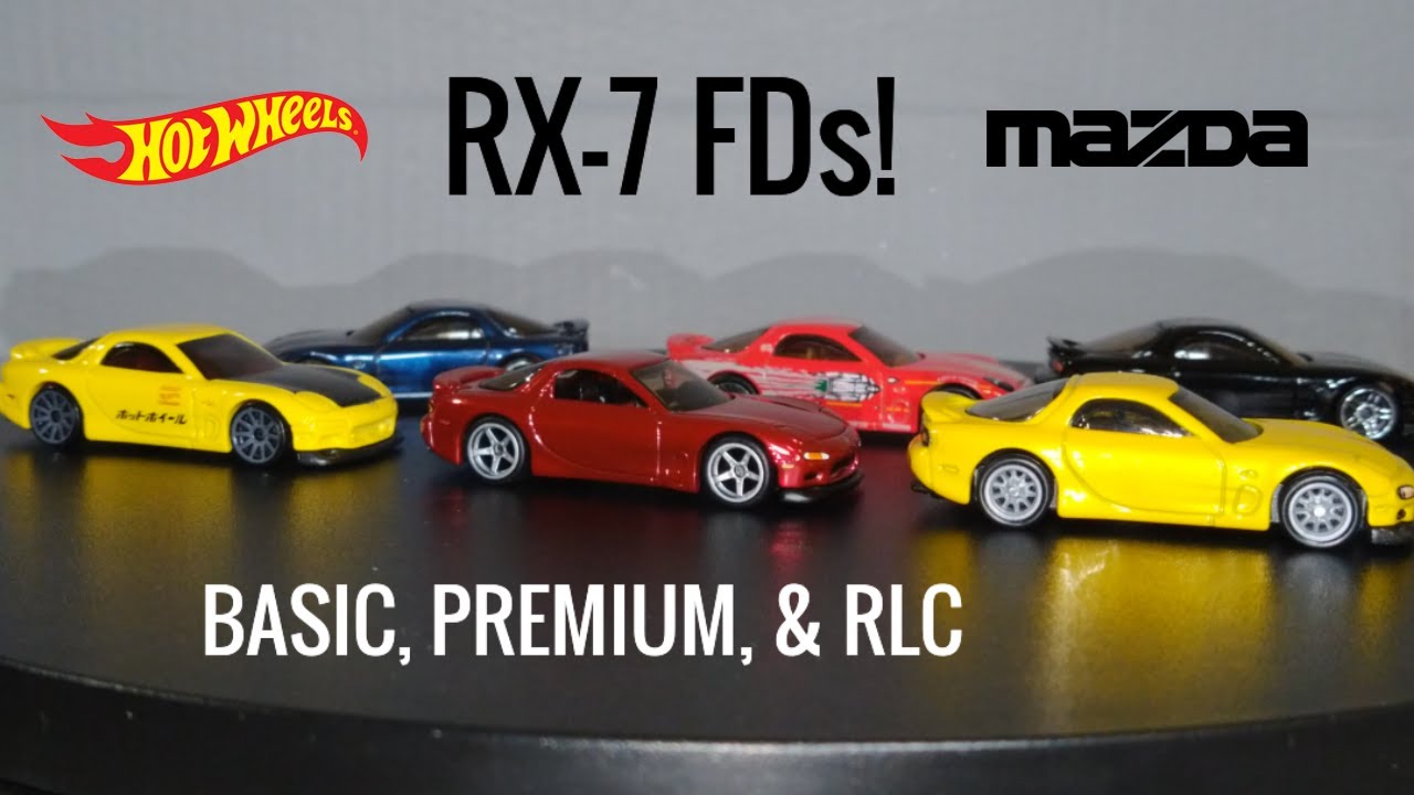 Hot Wheels Mazda RX-7 FD Comparison- Basic, Premium, & RLC - YouTube