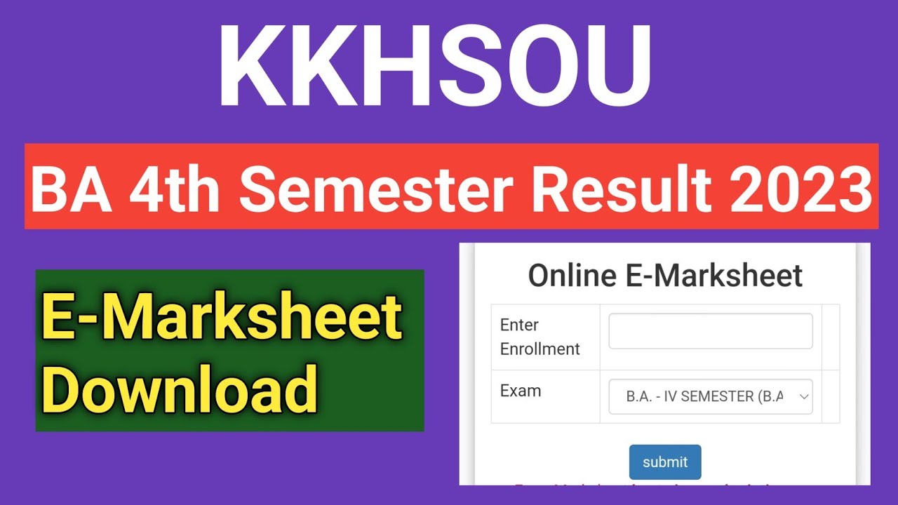 KKHSOU || BA 4th Semester Result 2023 || E-Marksheet Download || - YouTube