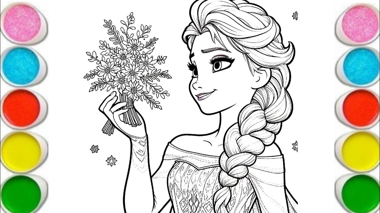 Beautiful Elsa frozen drawing for kids and toddlers||Disney Frozen ...