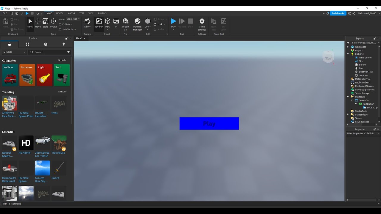 Как сделать кнопку "Play" в Roblox Studio - YouTube