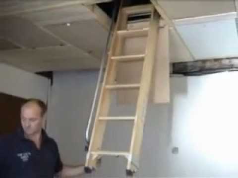 Timber 2 Section Loft Ladder - YouTube