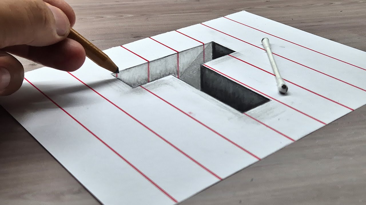 3d drawing T letter on paper step by step - YouTube