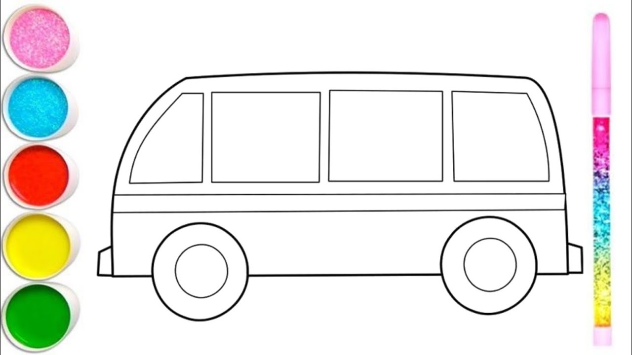 How to draw a bus step by step || school bus drawing easy || bus ...