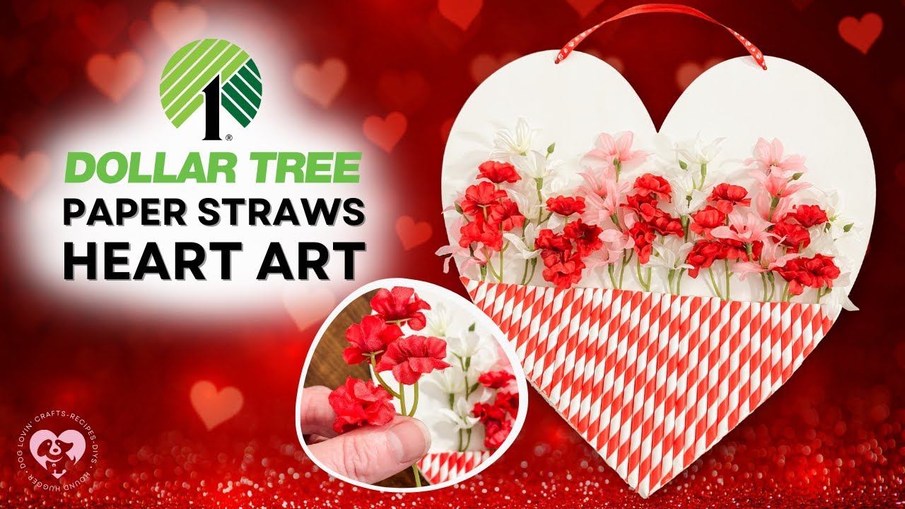 Dollar Tree DIY - Paper Straws Heart Wall Decor - YouTube