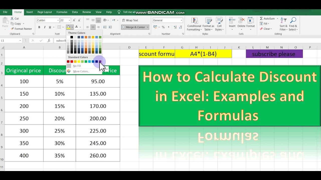 Calculate Percentage Discount in Excel | How to calculate discount rate ...