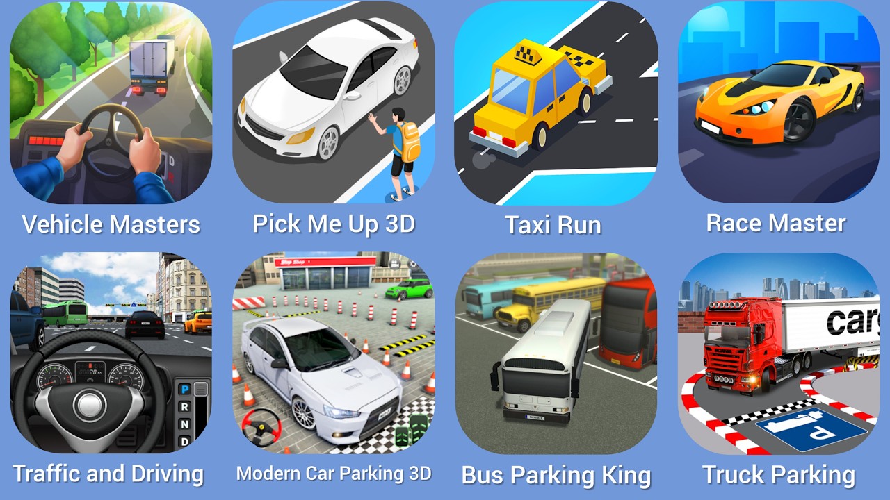 Vehicle Masters, Pick Me Up 3D, Taxi Run, Race Master, Traffic and ...