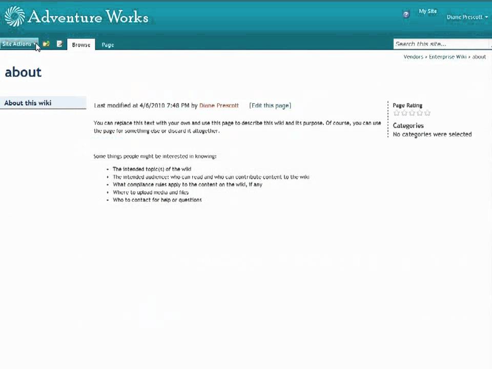 SharePoint 2010 Enterprise Wiki Site Template Overview OOTB - EPC Group ...