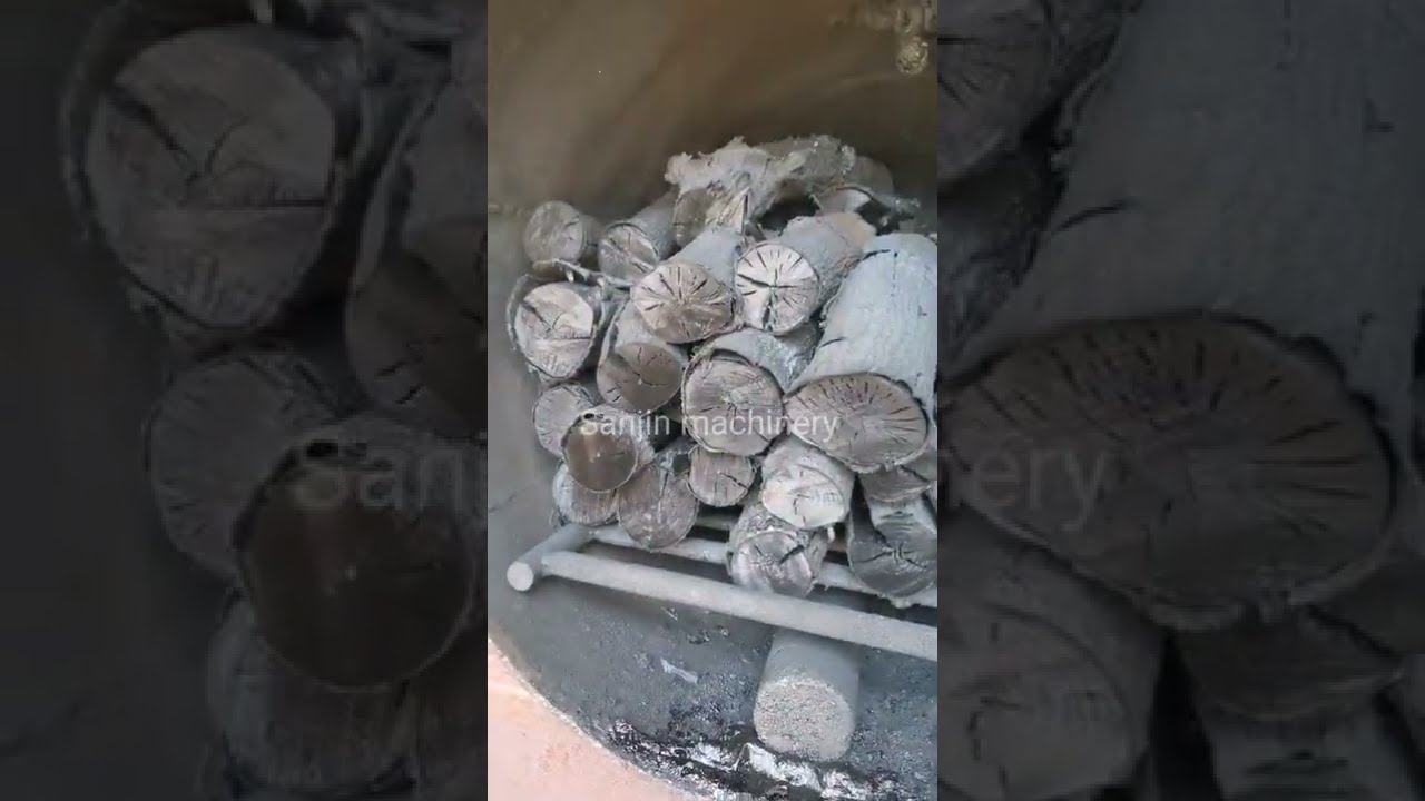 Horizontal coconut shell wood coal sawdust carbonization furnace ...