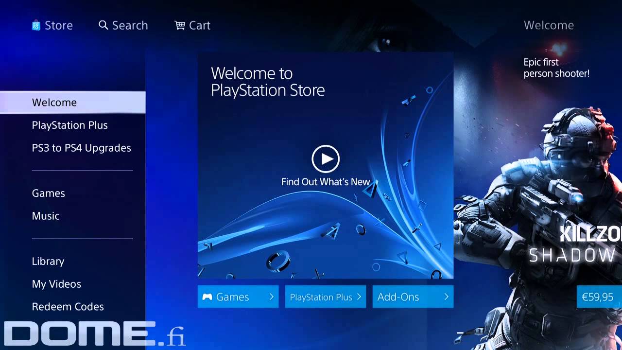 Dome: PlayStation 4 user interface, games lists, PlayStation Store ...