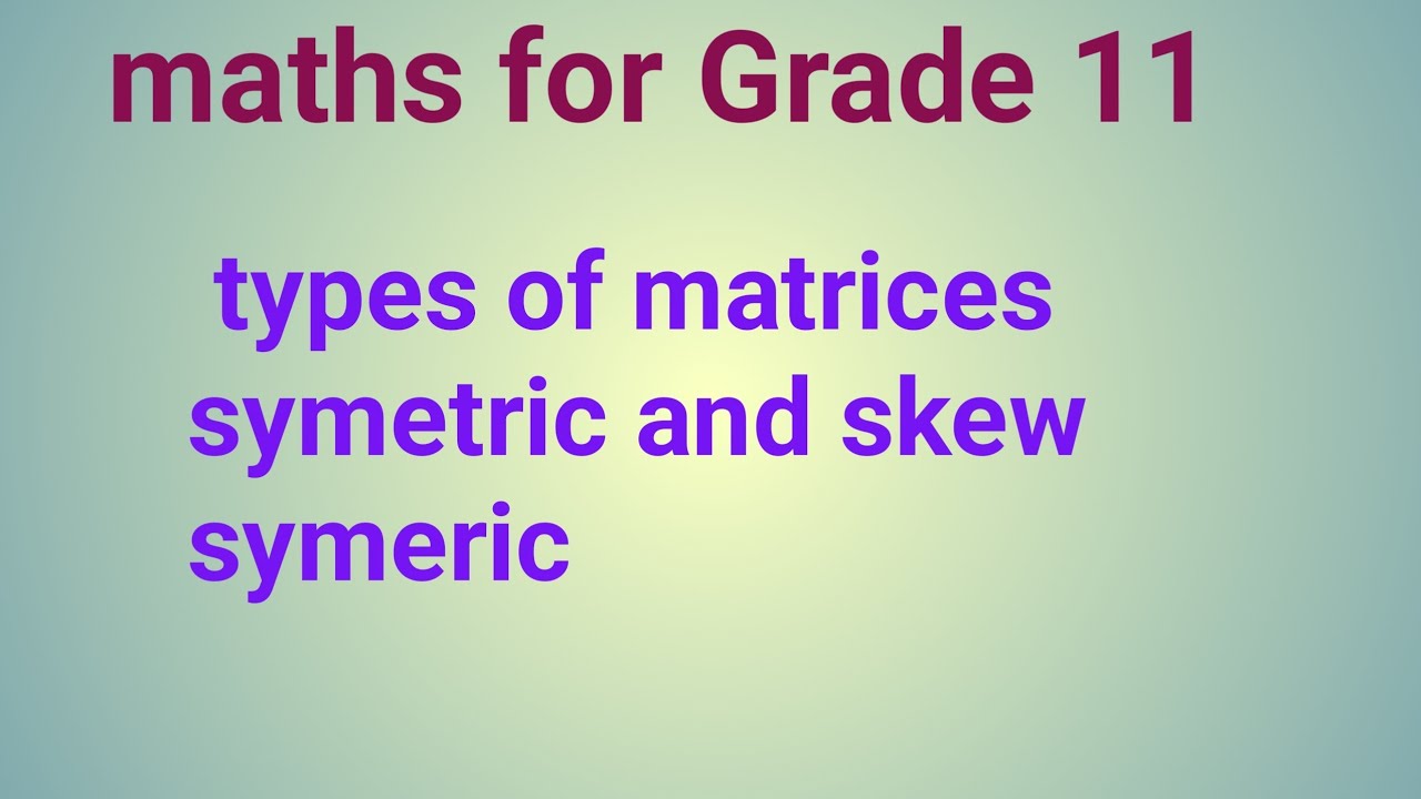 maths for Grade 11 how to identify in simple way types of matrices # ...