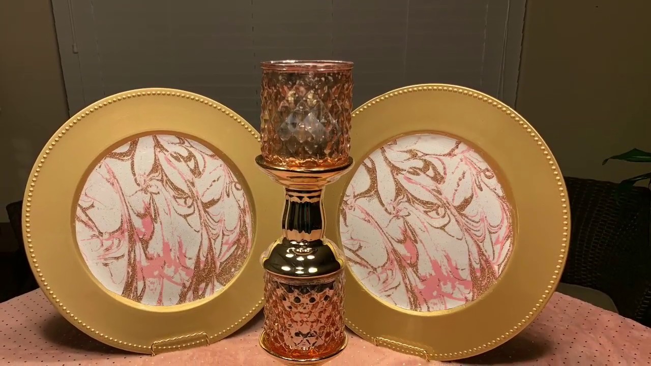 Dollar Tree DIY | Faux Marble Charger - YouTube