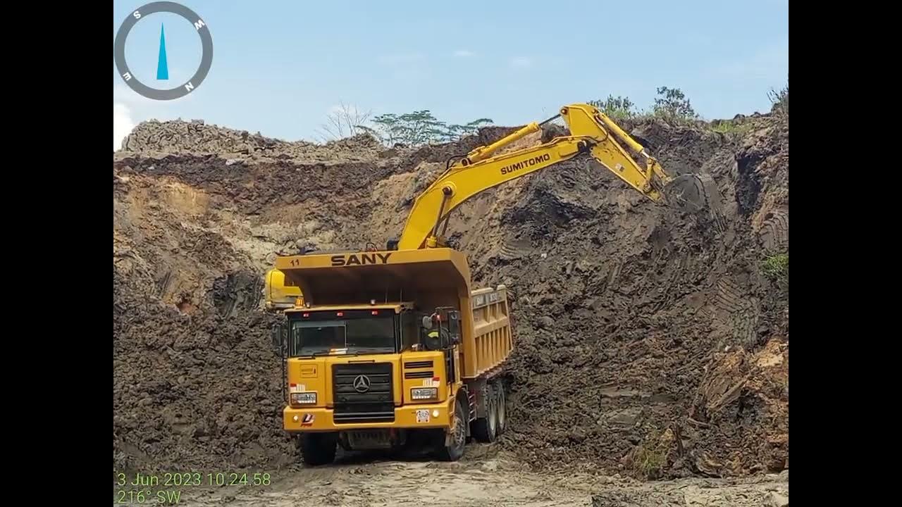 Loading Ob (Double Bench - Material Lumpur),Excavator Sumitomo Sh 350 Dengan Alat Angkut Sany ...