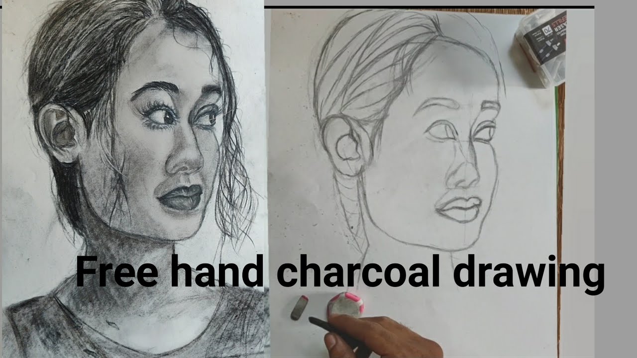 how to draw charcoal drawing potrait | charcoal drawing tutorial - YouTube