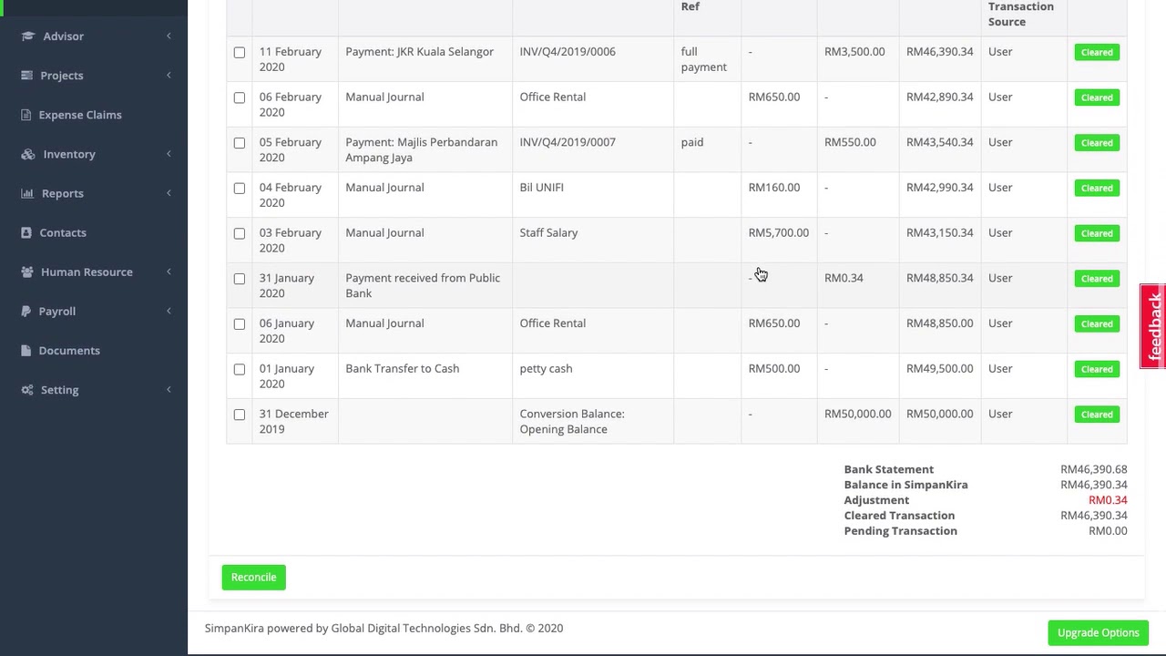How to do bank reconciliation by comparing bank transaction in ...