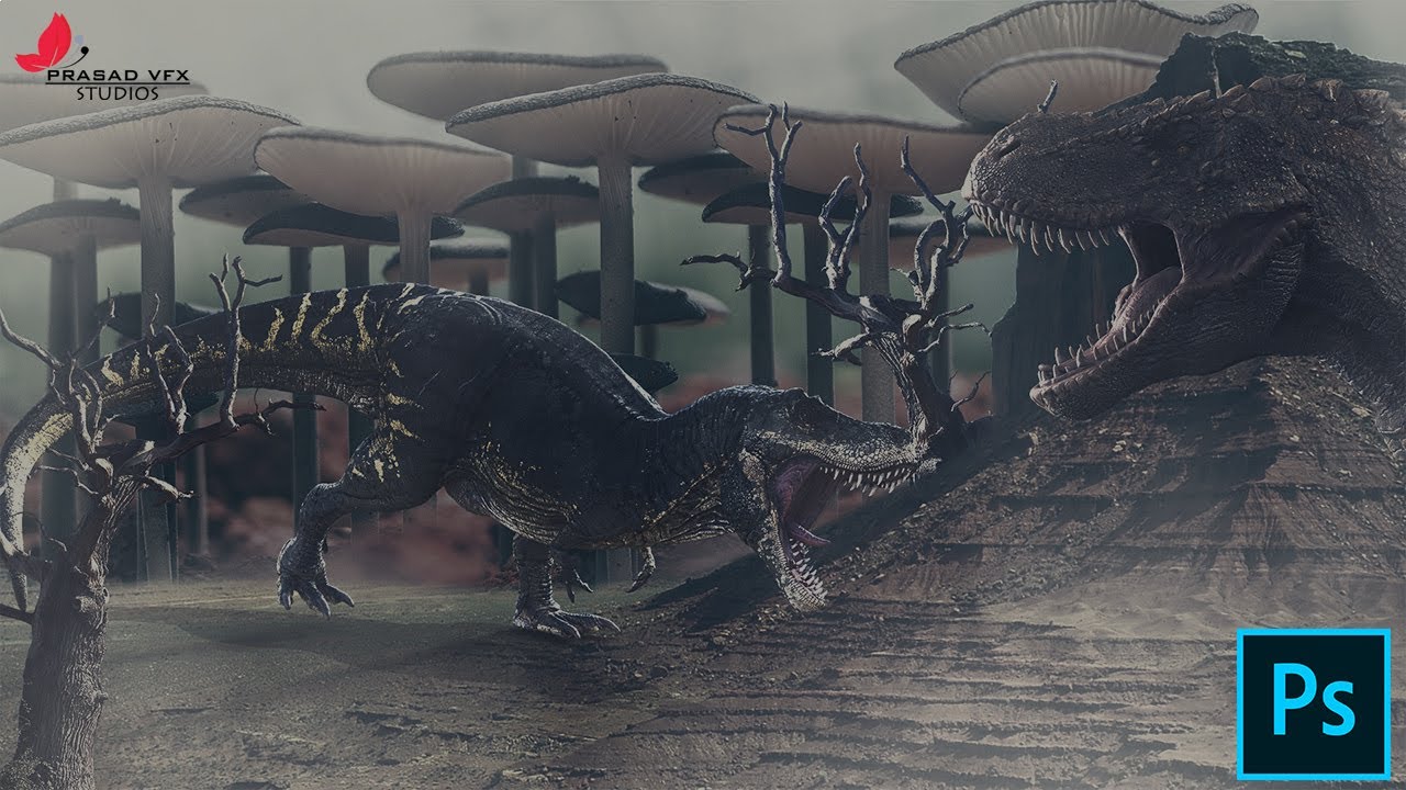 Dinosaur Matte Painting manipulation in Photoshop CC 2020 | Photoshop ...