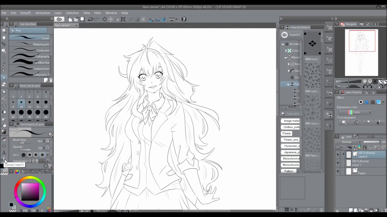 How to use Clip Studio Paint (CSP) Teil 2 Linedesign und colorieren ♥ ...