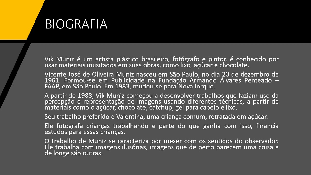 Vik Muniz- Biografia e algumas obras - YouTube