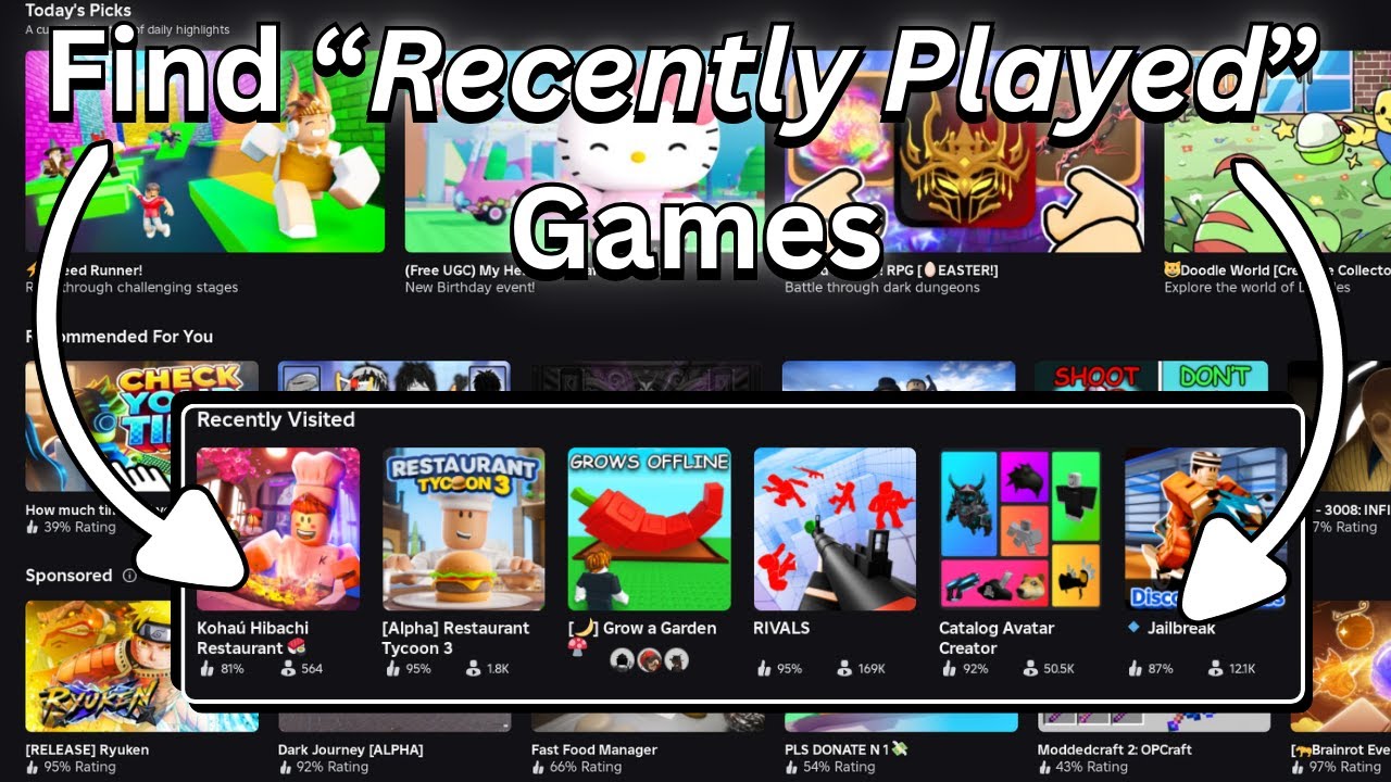 Find "Recently Played" Games On Roblox - YouTube