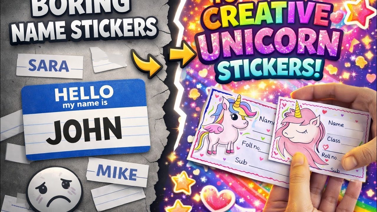 How to make unicorn labels || very easy name label diy || home made ...