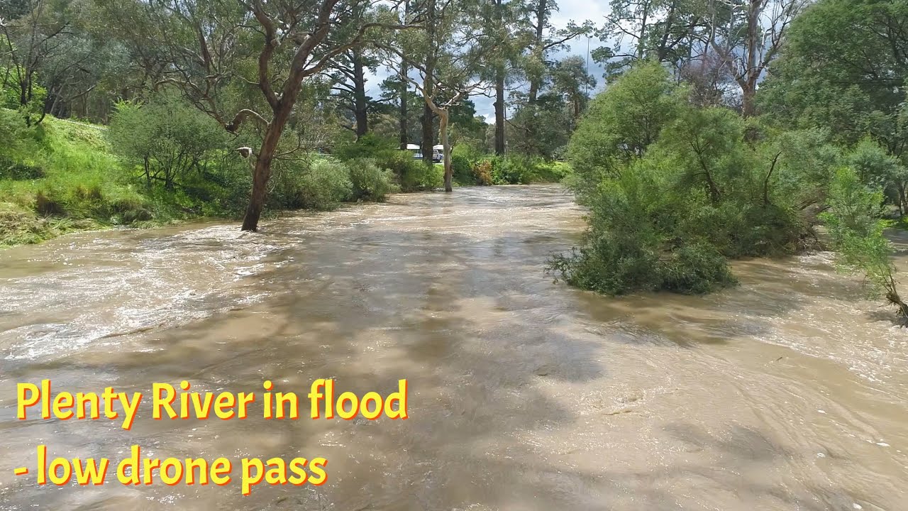 Plenty River in flood - low pass (drone) - YouTube