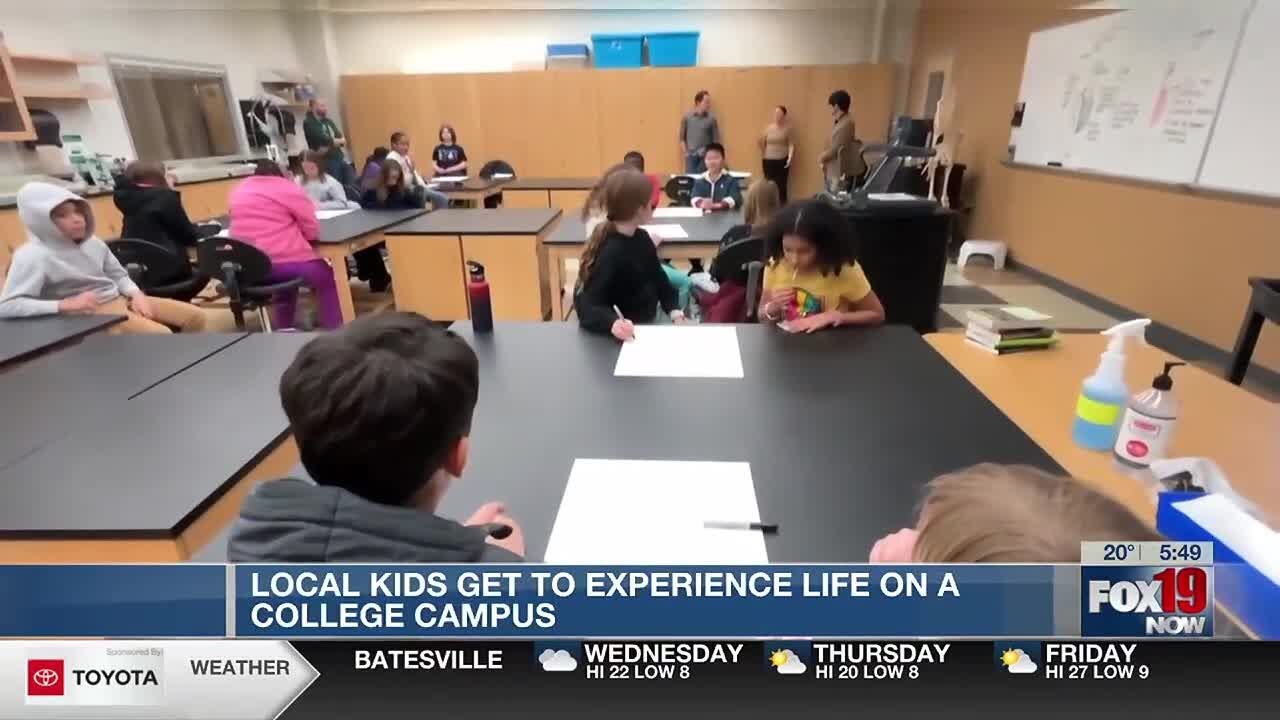 Local kids get to experience life on a college campus - YouTube