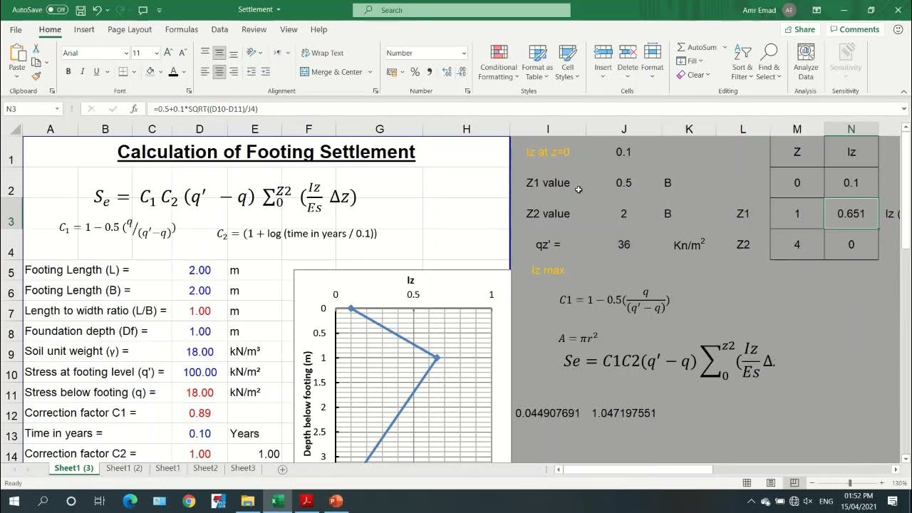CES457(Geotechnical Analysis Using Computer):Calculation of settlement ...