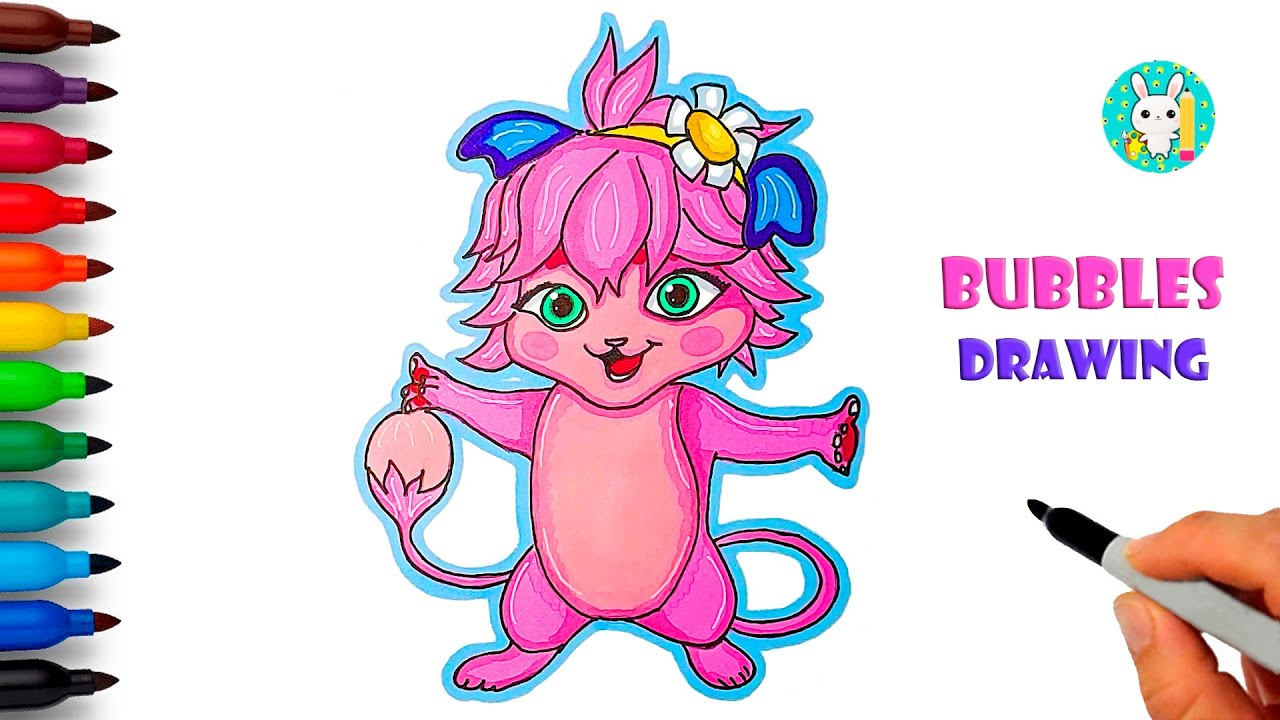 How to draw Bubbles Popples Netflix 💗💛 Bubbles drawing easy step by ...