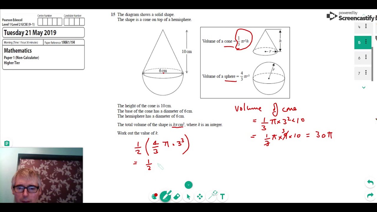 15 Volumes Of Cones And Hemispheres 2019 Edexcel GCSE Maths Higher 15-volumes-of-cones-and-hemispheres-2019-edexcel-gcse-maths-higher